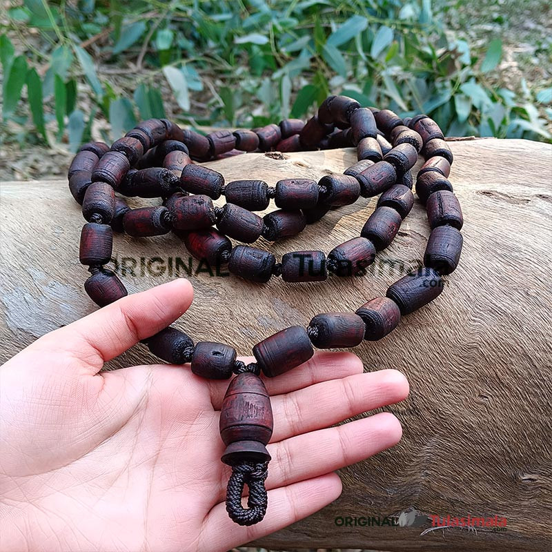 108 ISKCON Original Tulsi Handmade Japa Mala Dark Brown Beads 224 ...