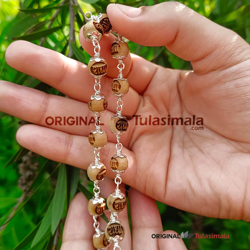 54+1 Beads Shri Radha Name Design Original Tulsi Japa Mala in Pure ...