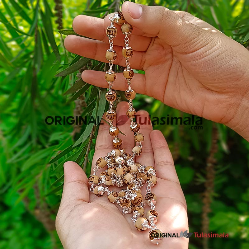 54+1 Beads Shri Radha Name Design Original Tulsi Japa Mala in Pure ...